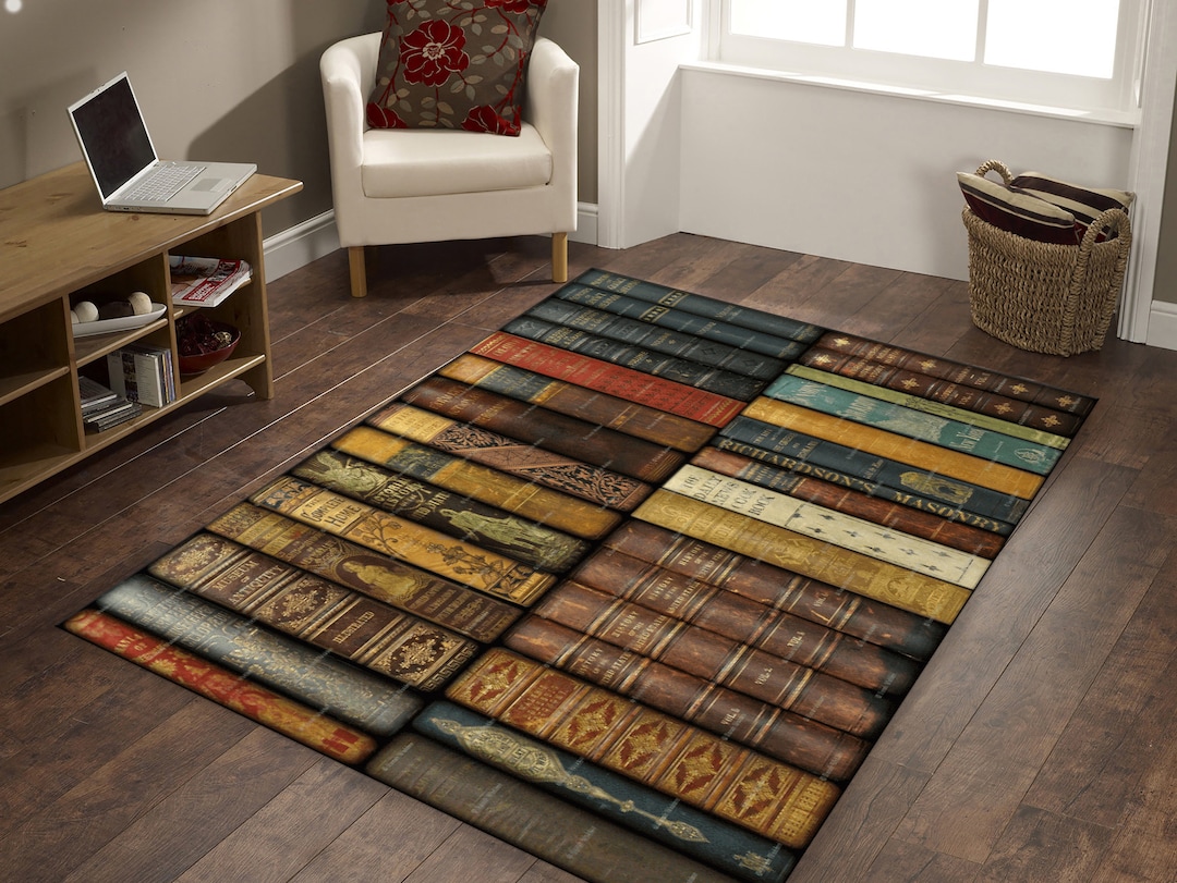 Reading Book Rug, Library Rug,intellectual Rug,dark Colored Rug ...