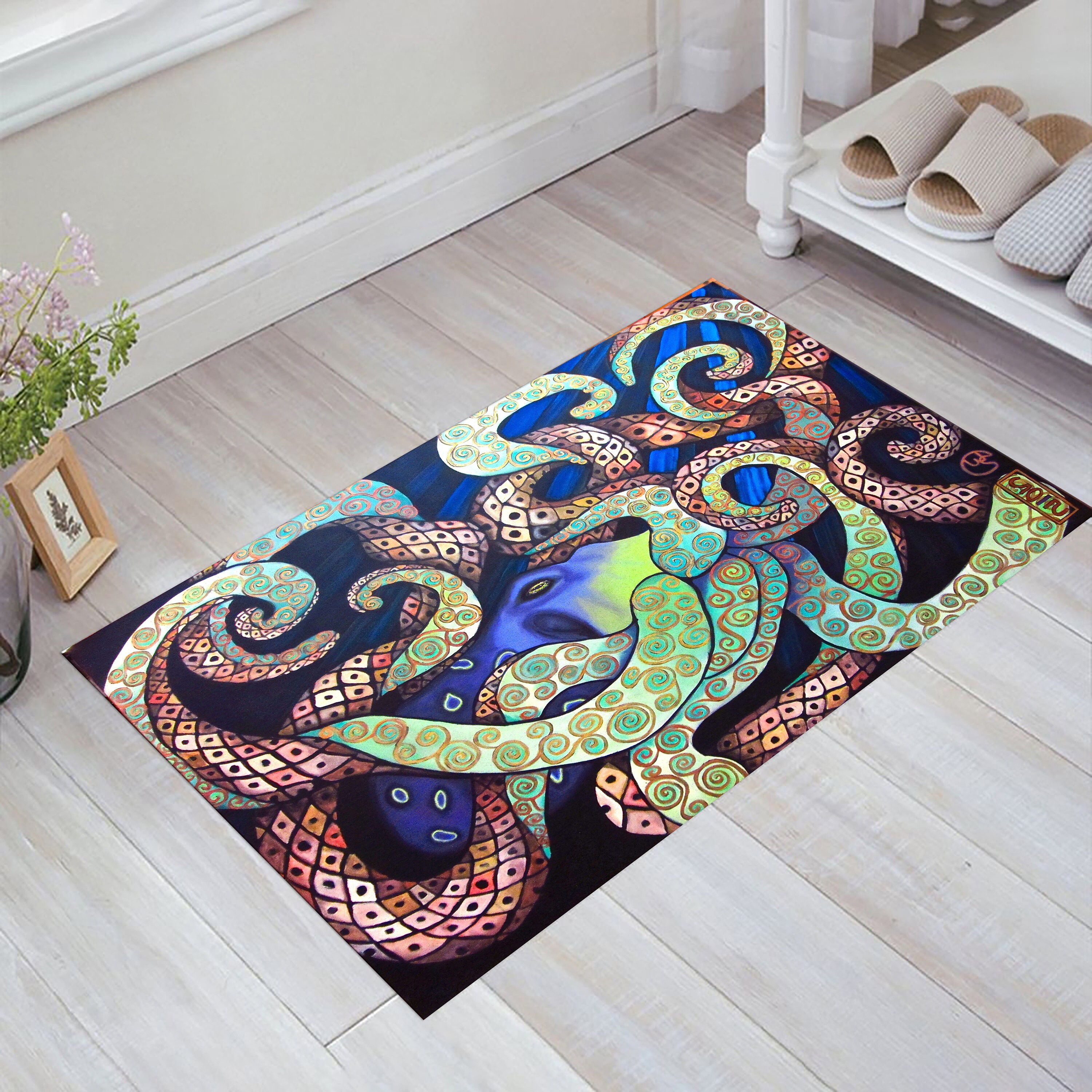 Octopus Rug, Wild Animal Rug, Underwater Creature Rug, Artistic Rug ...