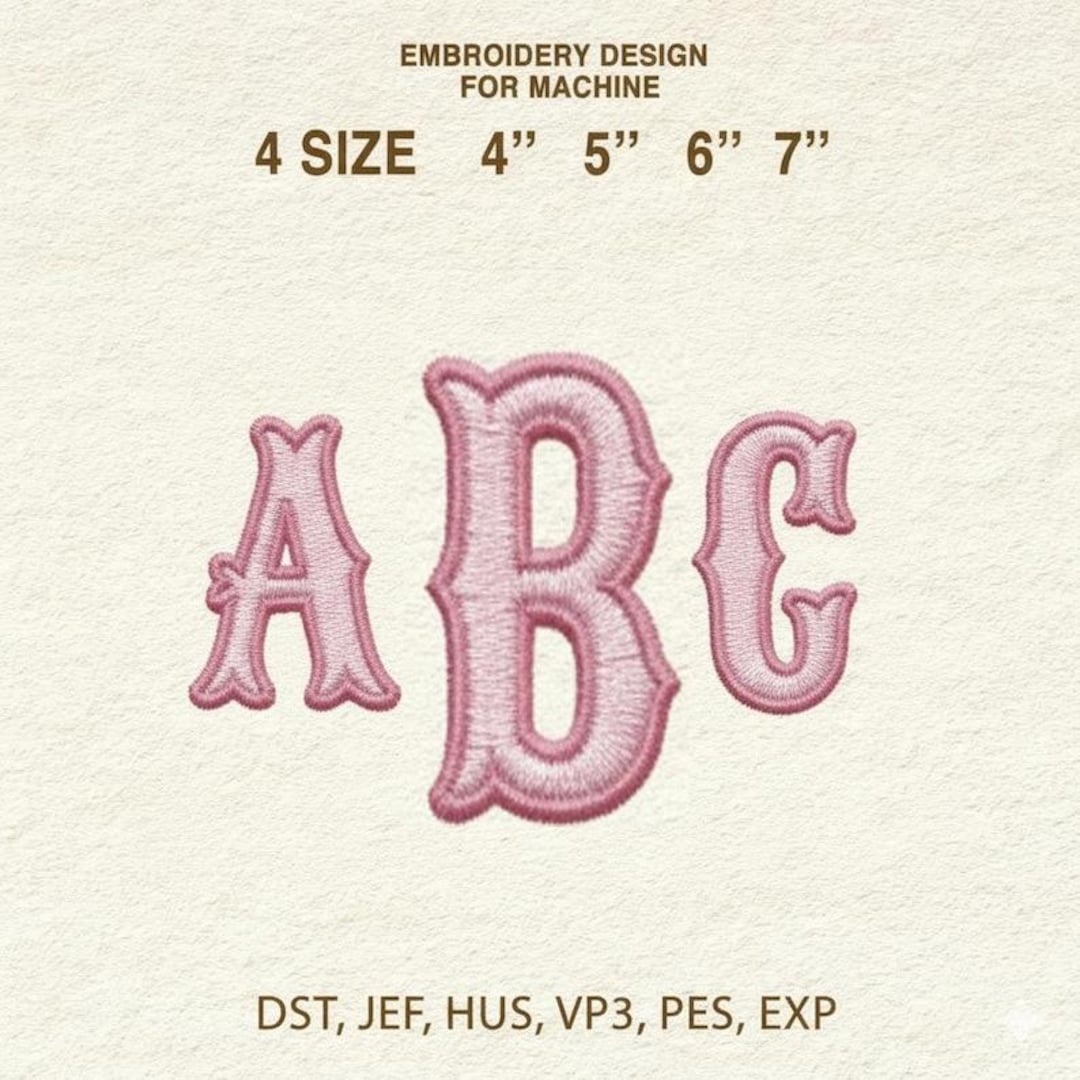 Fishtail Monogram Embroidery Font, 4 Sizes 6 Formats + BX, Machine ...