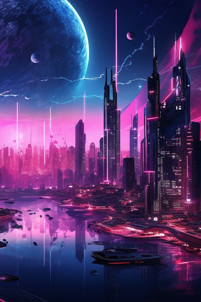 Cyber City Digital Print. - Etsy