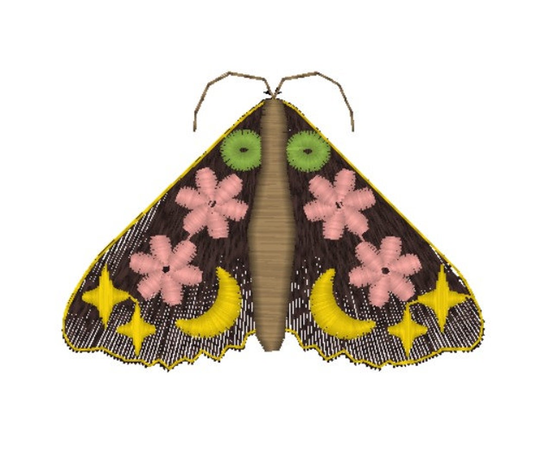 Folk Moth Embroidery Design for Machine. - Etsy