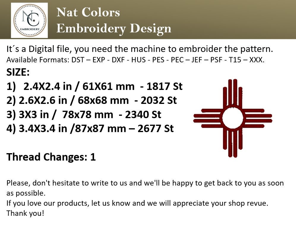 4 Sizes New Mexico Zia Symbol. Zia Sun. Native American Machine ...