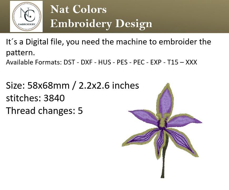Orchid - Machine Embroidery Design, Purple Orchids Embroidery Design ...