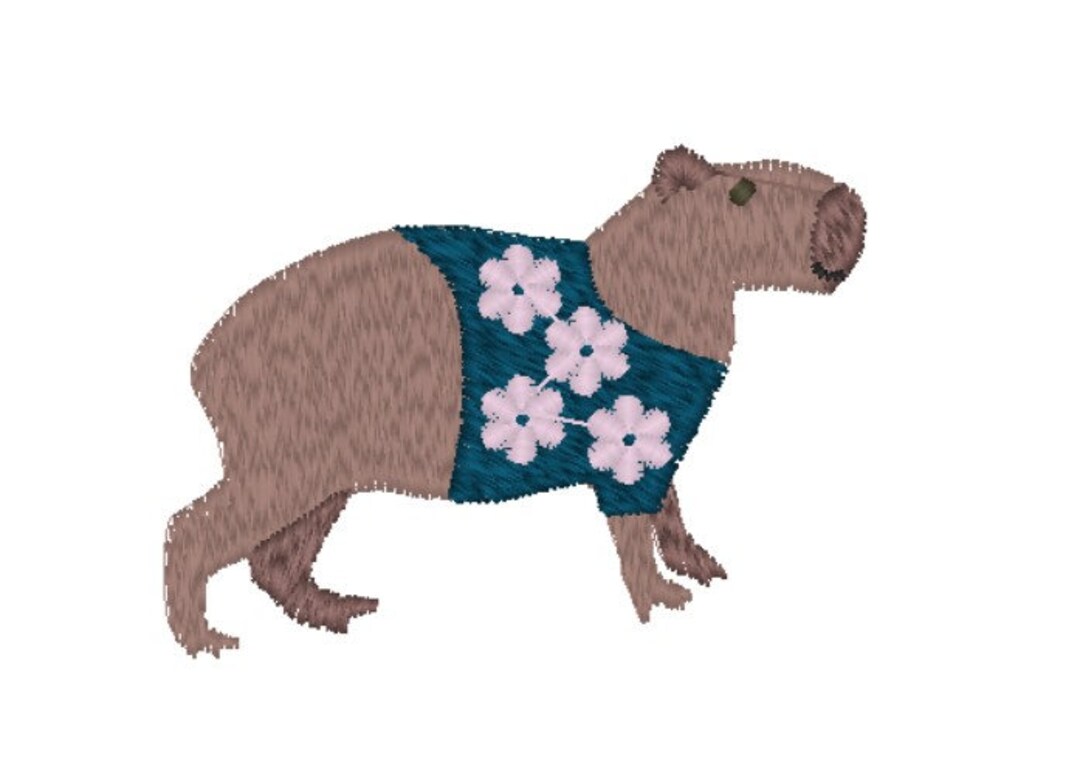 Capybara Embroidery Design. Folk Embroidery Design Capybara. Digital ...