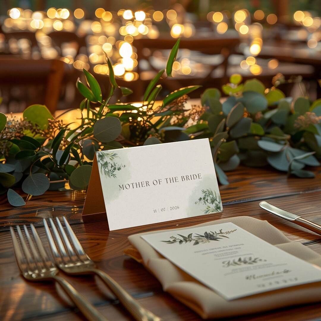 Eucalyptus Wedding Place Card Template, Wedding Table Name Cards ...