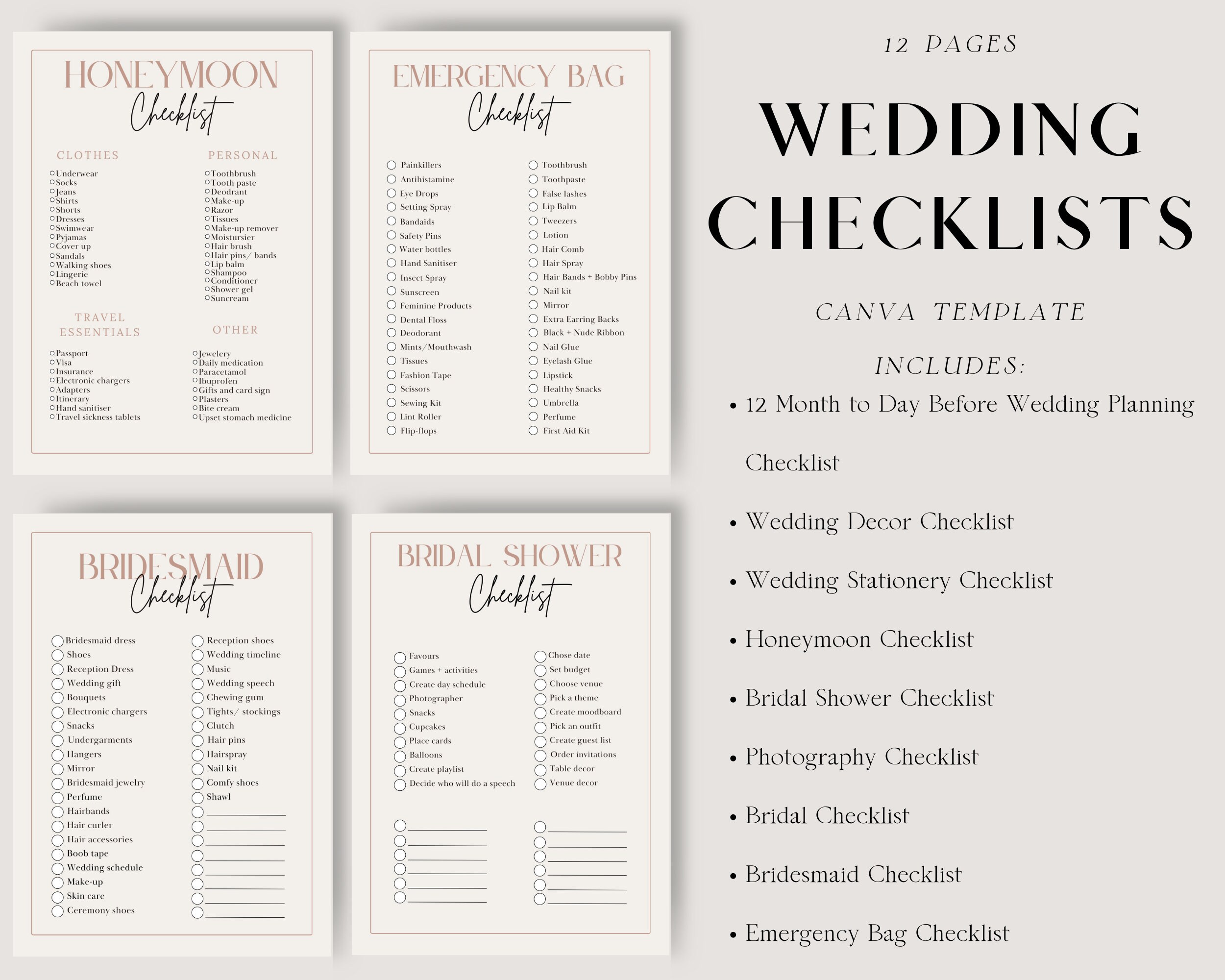 Wedding Checklist Planner Bundle, Wedding Planning Checklist, Marriage ...