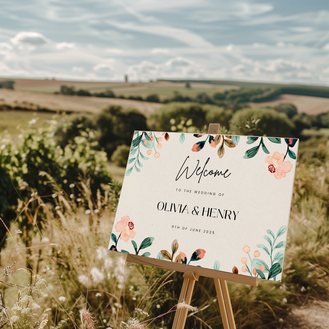Floral Wedding Welcome Sign Template, Tango Destination Wedding Welcome ...