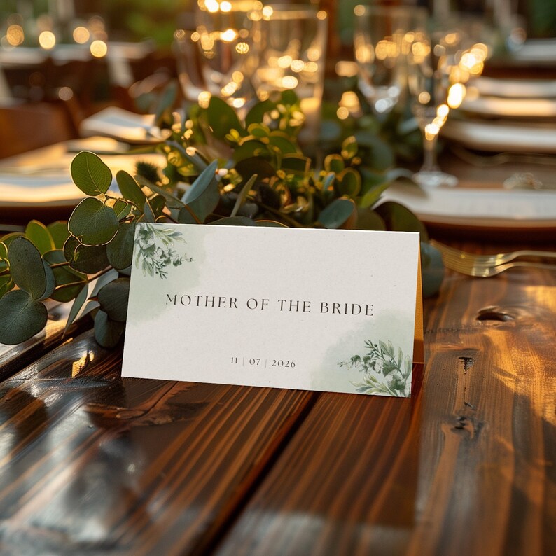 Eucalyptus Wedding Place Card Template, Wedding Table Name Cards ...