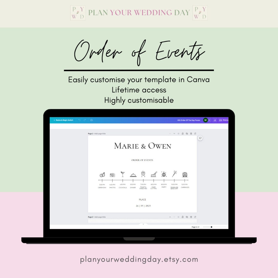 Minimal White Wedding Program Template, Wedding Order of Service ...