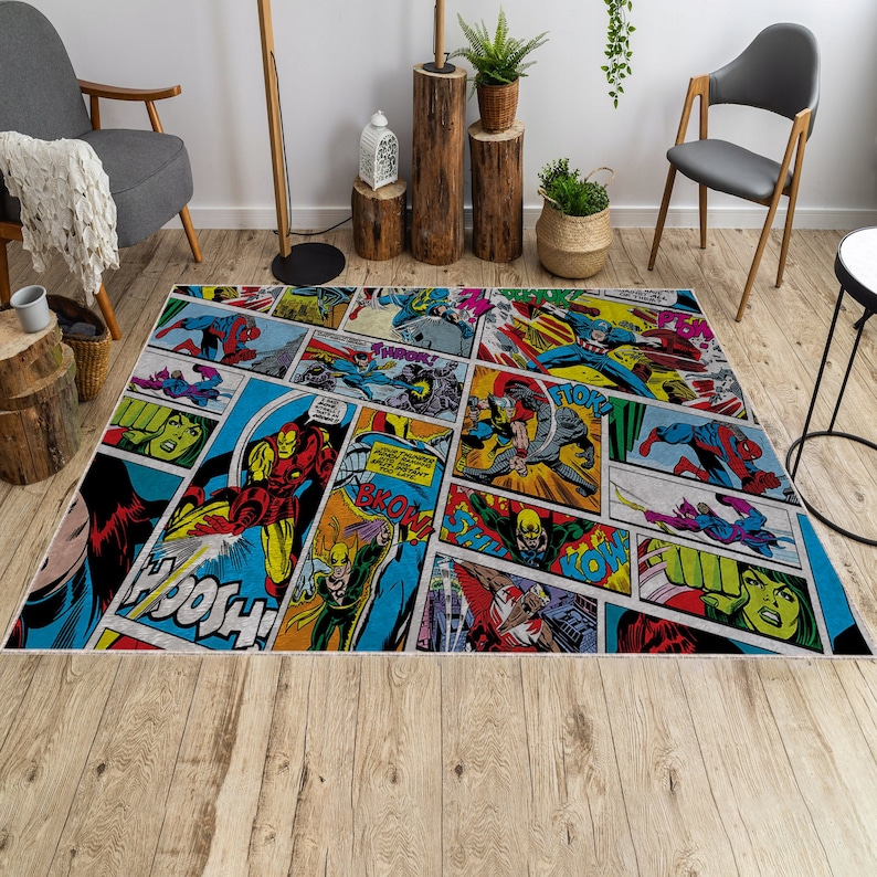 Comics Rug, Captain America Comic Book Panels Rug, Fantastic Gift for ...