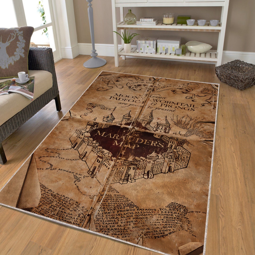 Magical Map Rug, Vintage-looking Map Rug, Living-room Decor, Bedroom ...