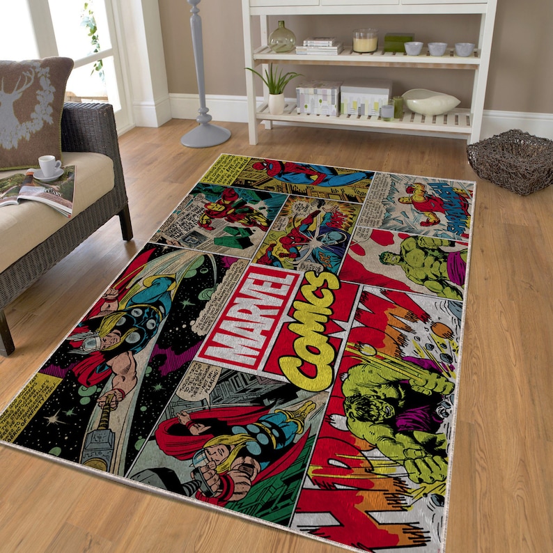 Spiderman Comics Rug, Comic Book Panels Rug, Fantastic Decoration for ...