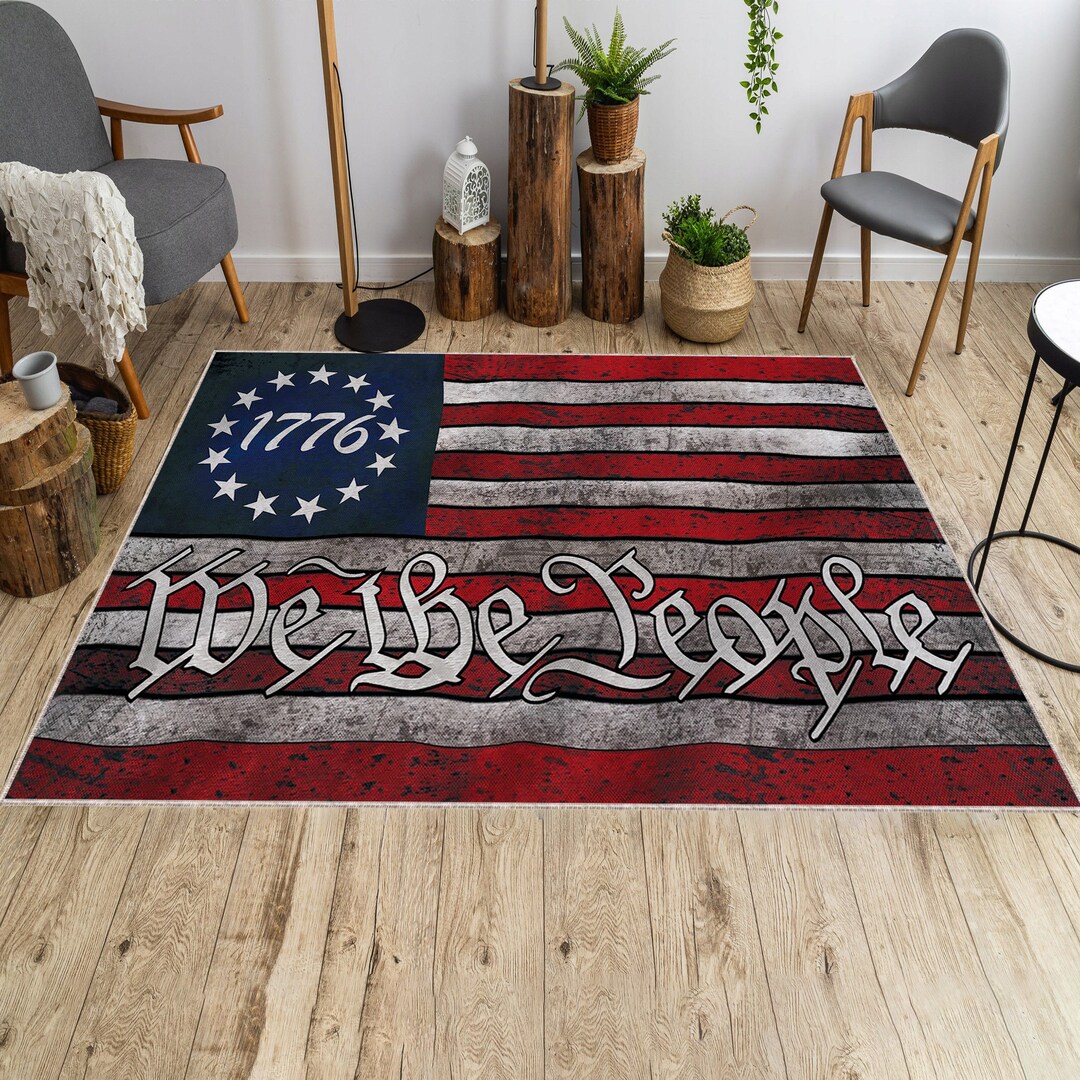 We the People 1776 Us Constitution Flannel Rug, American Rug for Living ...