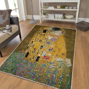 The Kiss: Gustav Klimt Inspired Art Rug - Exquisite Classical ...