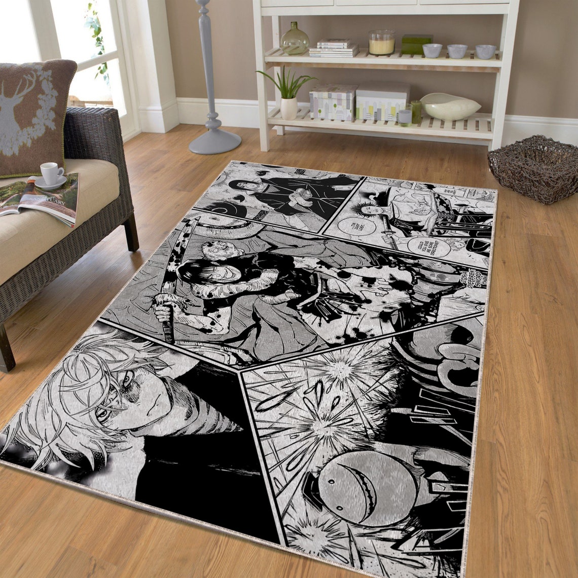 Manga Decortaion Rug, Dope Anime Gift, Custom Christmas Gift - Etsy