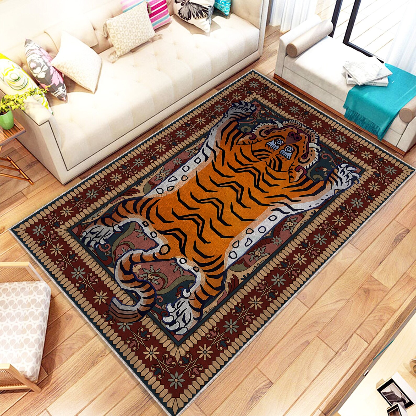 Tiger Skin Rug, Pink Tiger Rug, Modern Decoration, Housewarming Gift - Etsy