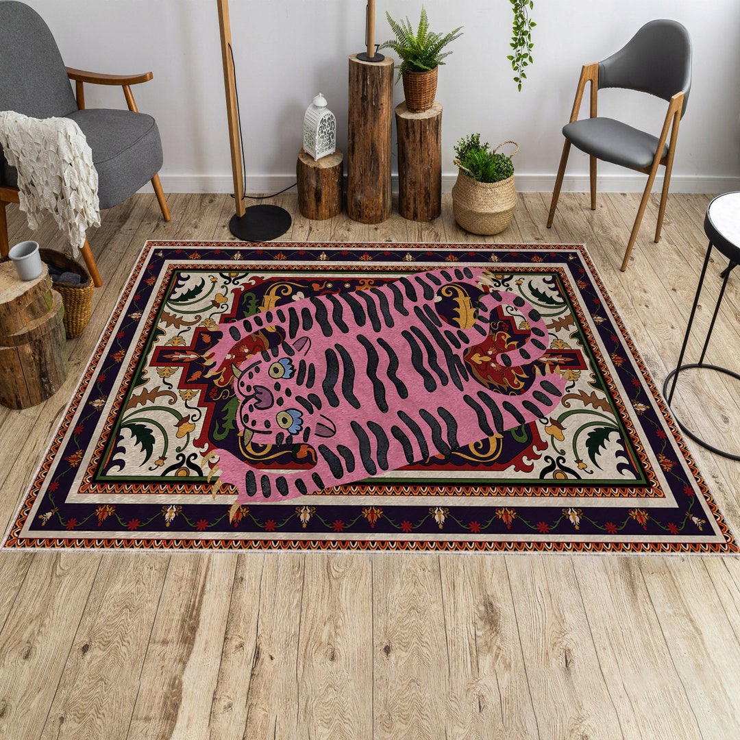 Pink Tiger Skin Rug, Rug With Funny Tiger Design, Modern Decoration ...