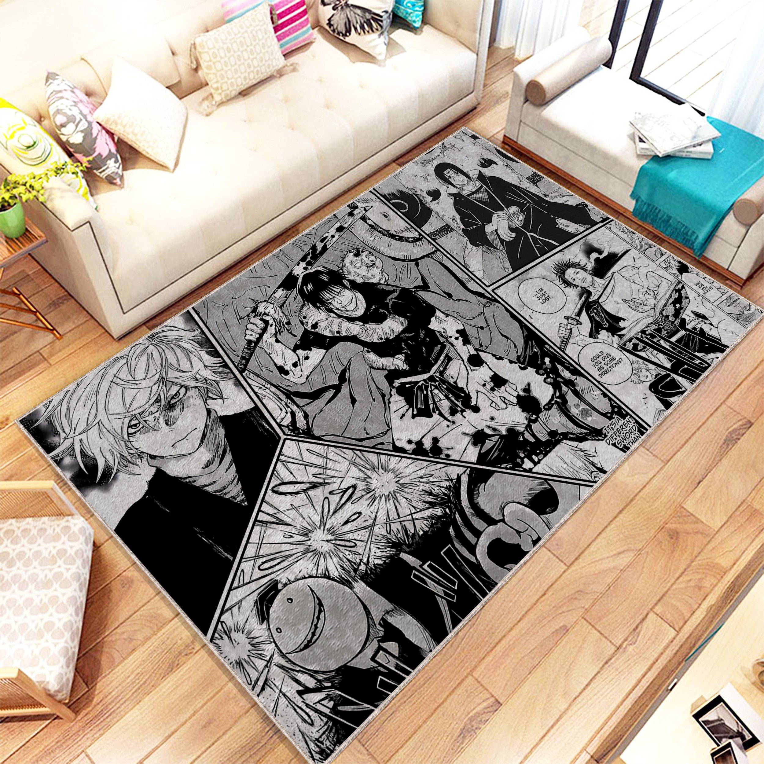 Manga Decortaion Rug, Dope Anime Gift, Custom Christmas Gift - Etsy