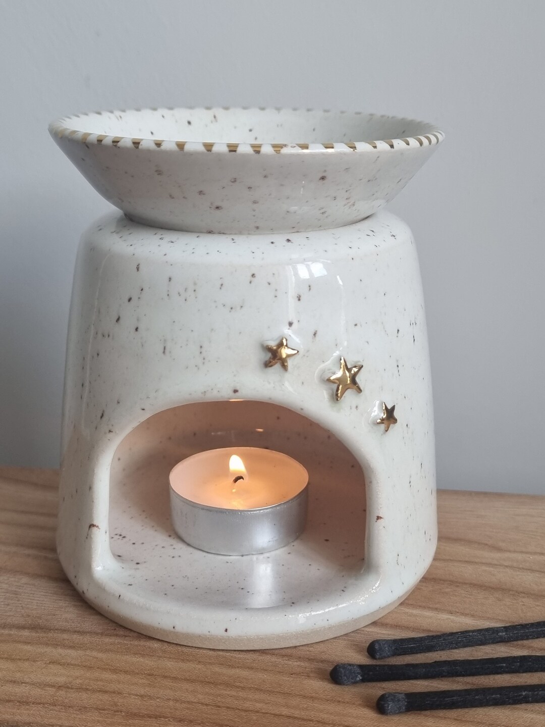 Ceramic Wax Burner With 24ct Gold Star Details handmade - Etsy