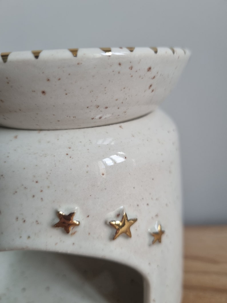 Ceramic Wax Burner With 24ct Gold Star Details handmade - Etsy