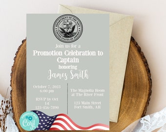Navy Commissioning Announcement Card Canva Template, Editable Printable ...