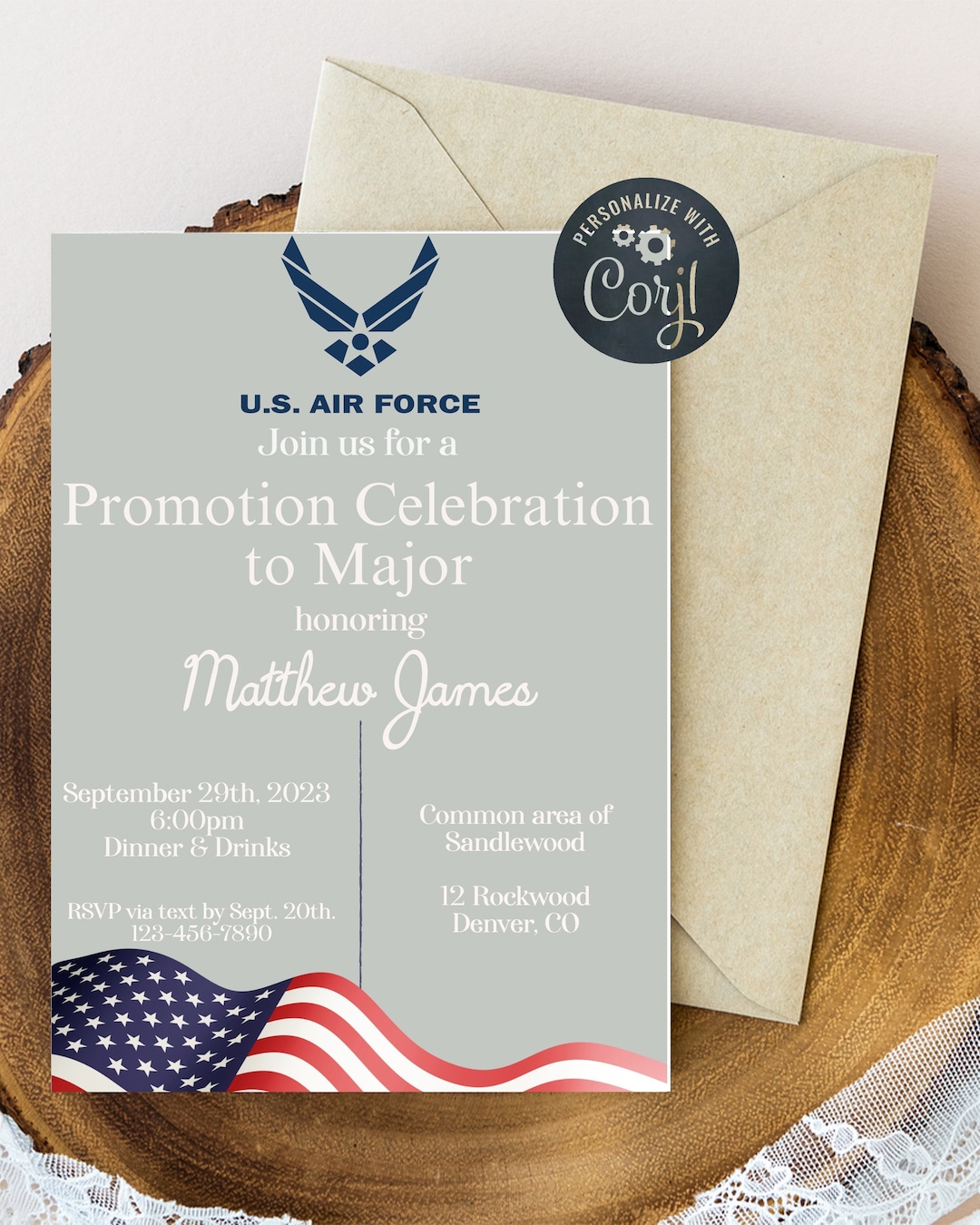 EDITABLE Air Force Promotion Celebration Invitation, Military Promotion ...