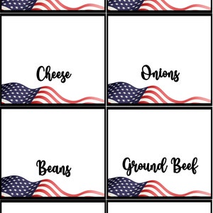 EDITABLE American Flag Food Labels, Place Cards Template Editable ...