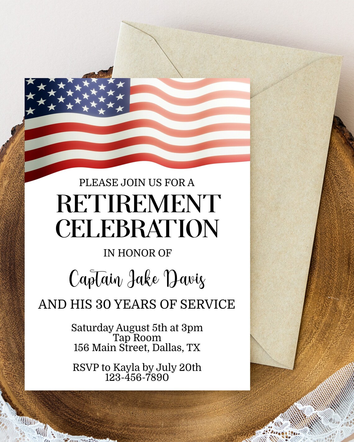 EDITABLE Retirement Party Invitation, American Flag Retirement - Etsy