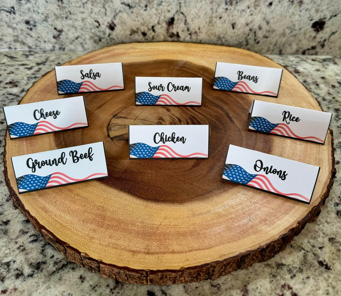 EDITABLE American Flag Food Labels, Place Cards Template Editable ...