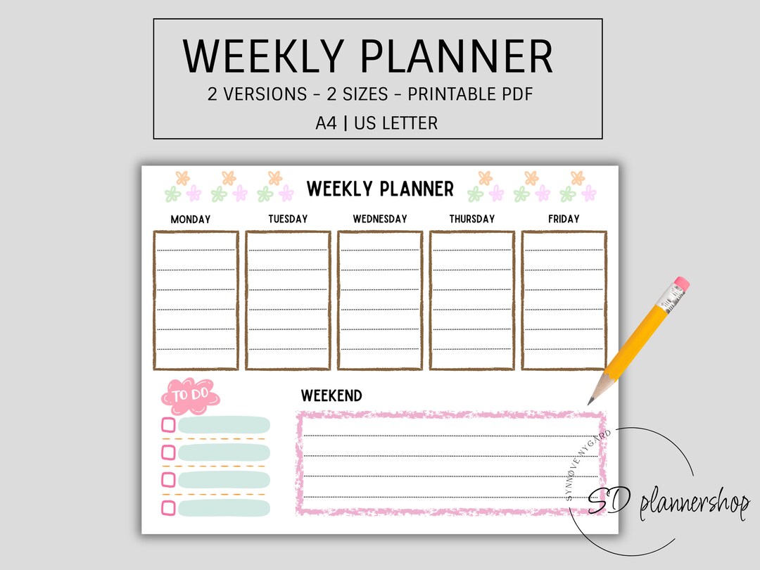 Girls Weekly Planner | Weekly Schedule for Kids Printable | Weekly ...