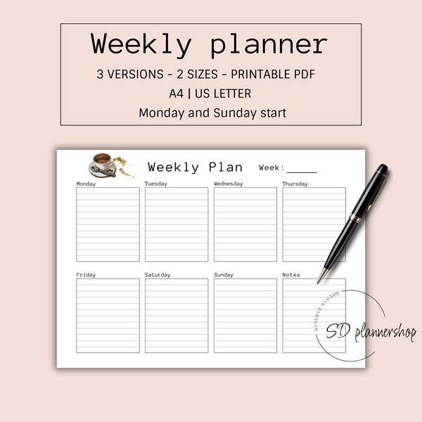 Weekly Planner Printable to Do List Weekly Planner Printable Planner A4 ...
