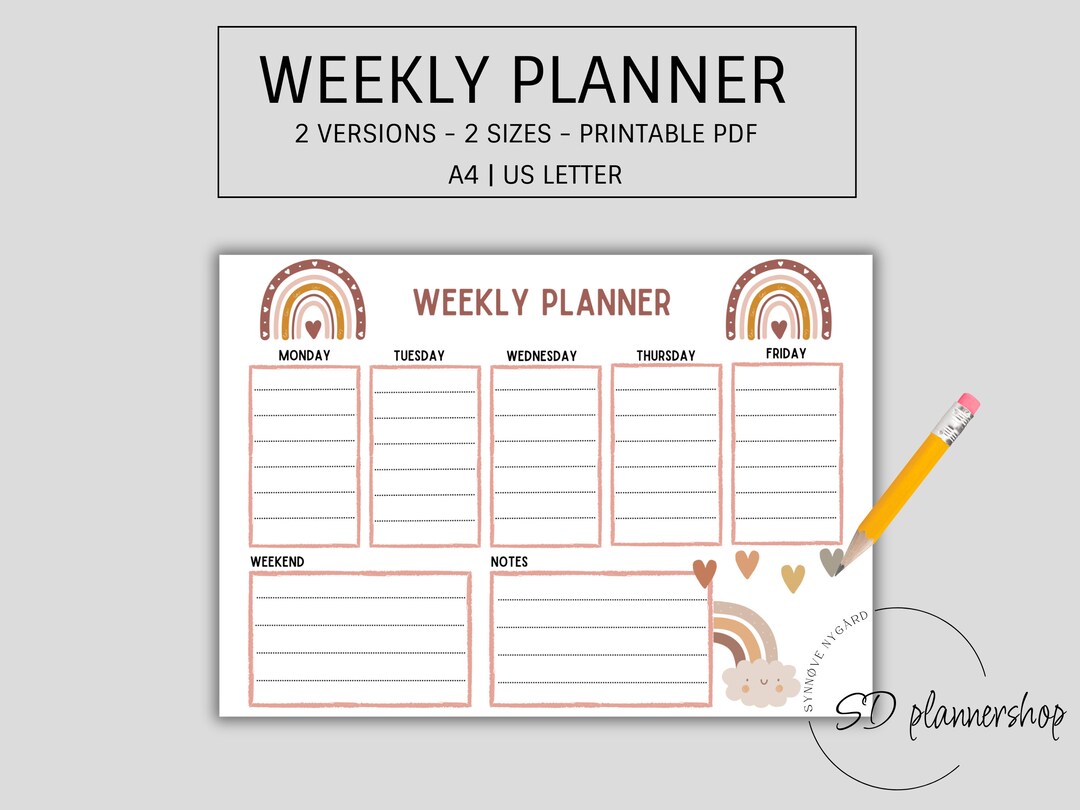 Kids Weekly Planner | Weekly Schedule for Kids Printable | Weekly ...