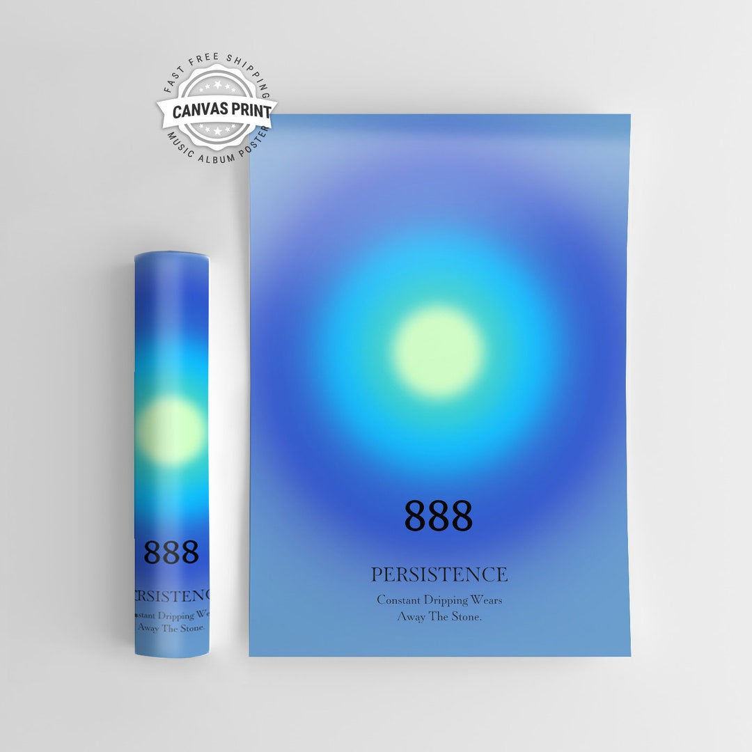 888 Persistence Angel Number Aura Poster / Living Room Decor / Positive ...