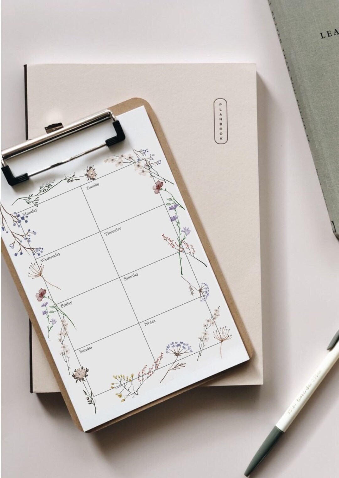 Weekly Planner, Hand Drawn Watercolor Flower, Printable Planner ...