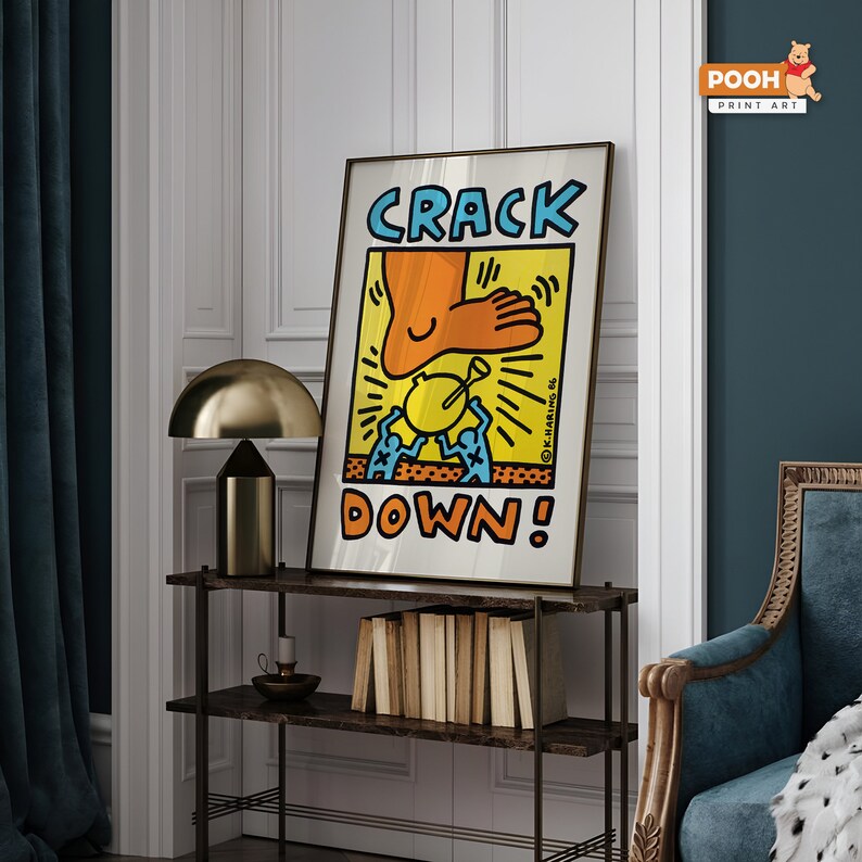 Keith Haring Poster,crack Down,retro Wall Art,pop Art,keith Haring,art ...