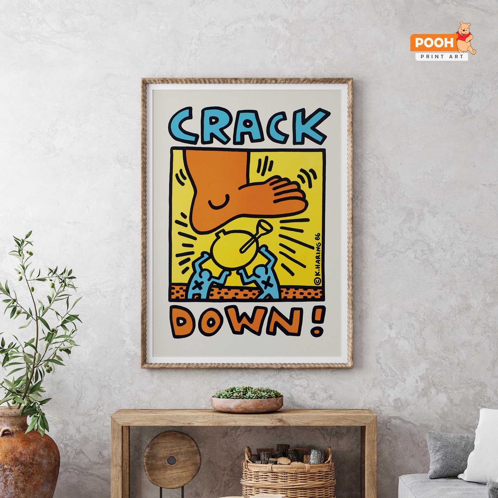 Keith Haring Poster,crack Down,retro Wall Art,pop Art,keith Haring,art ...