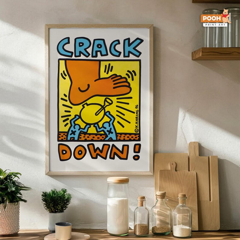 Keith Haring Poster,crack Down,retro Wall Art,pop Art,keith Haring,art ...