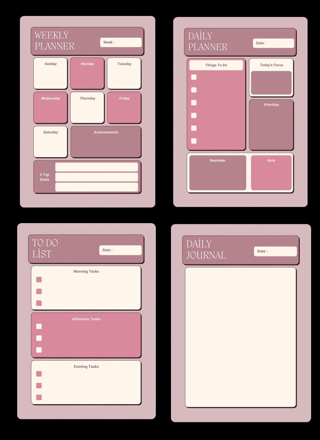 Pinky Pinky Printable Planner Set / 4in1 - Etsy