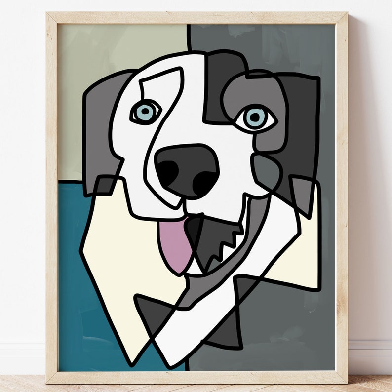 Custom Pet Portrait Picasso Style, Digital Painted From Photo, Pet ...