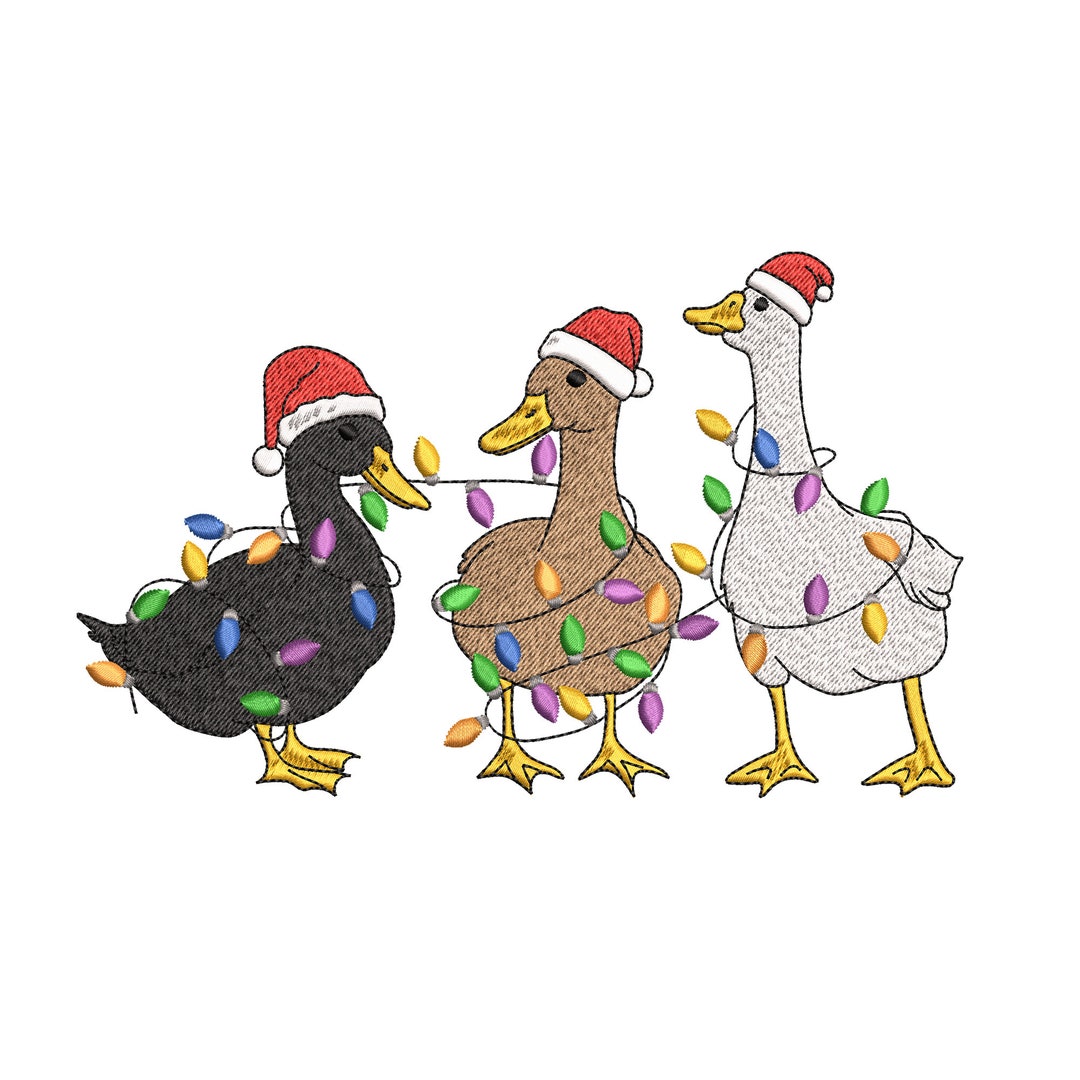 Christmas Ducks Embroidery Machine,duck Christmas Embroidery, Holiday ...