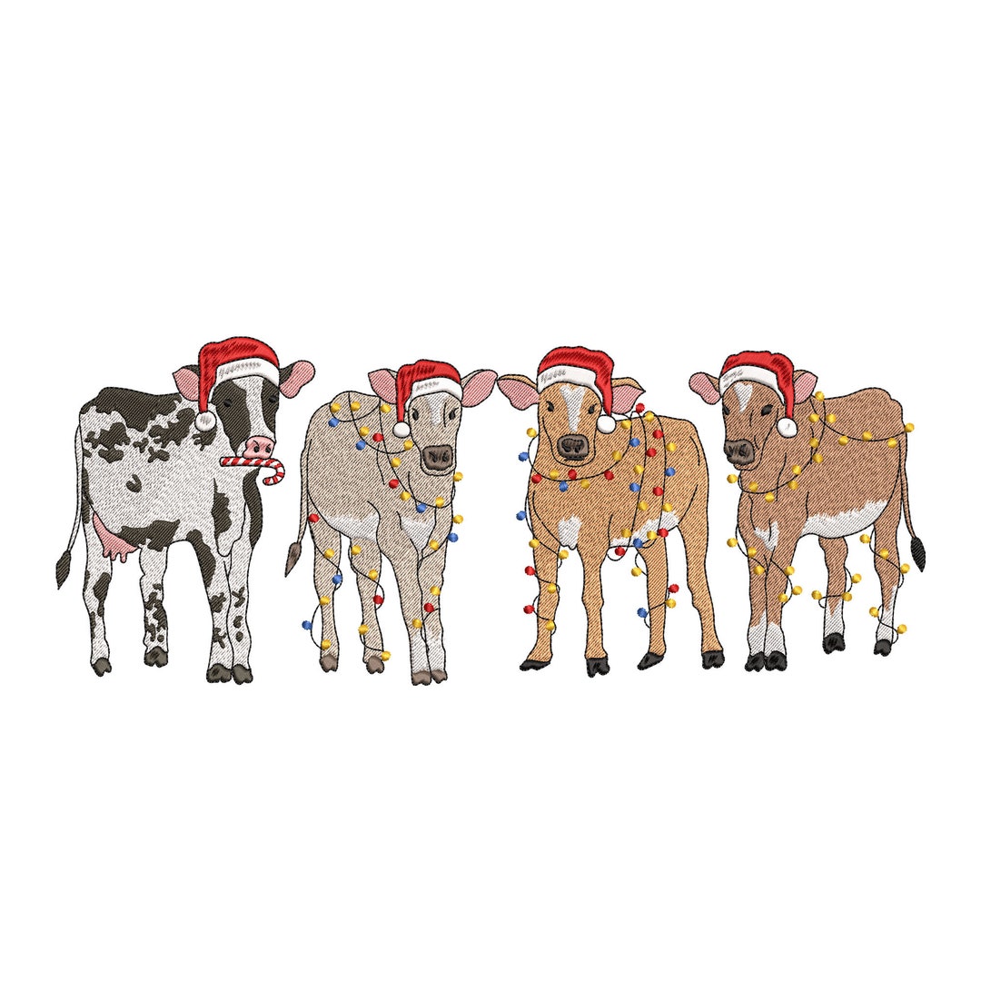 Christmas Cow Embroidery Design Holstein Cow Embroidery - Etsy