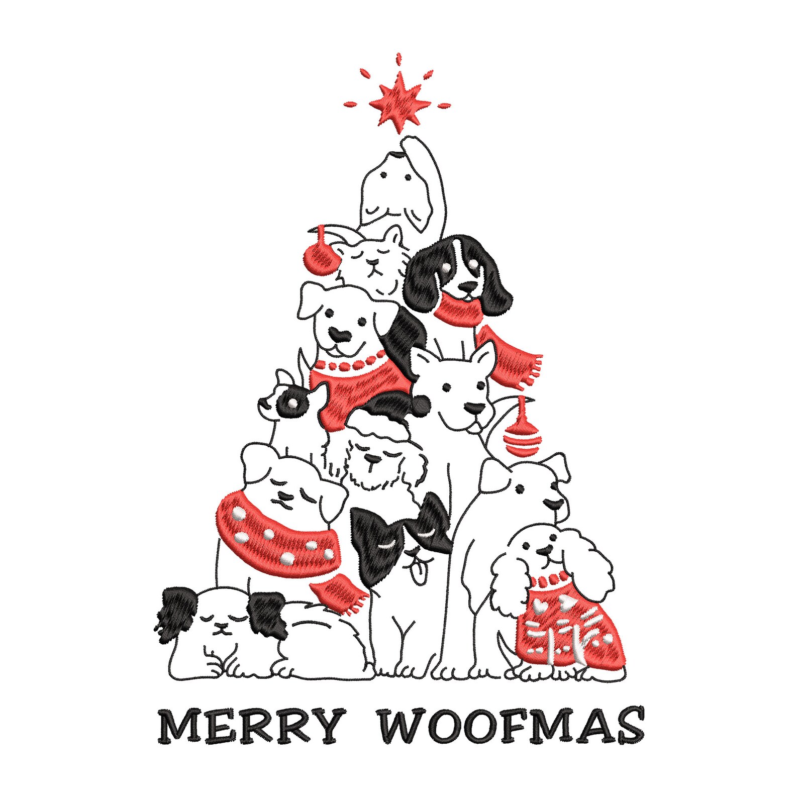 Merry Woofmas Dog Christmas Tree Embroidery Design (digital Download ...