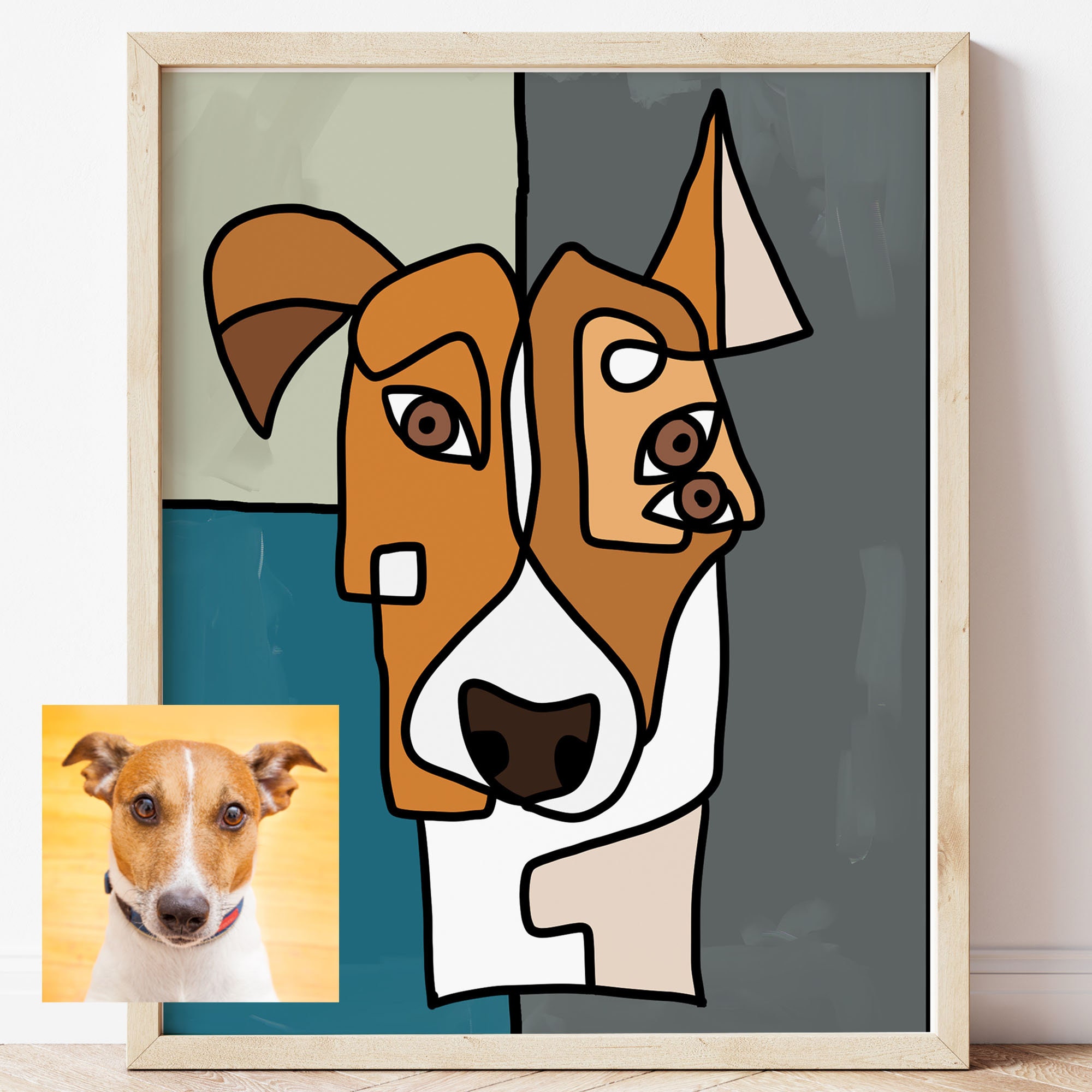 Custom Pet Portrait Picasso Style, Digital Painted From Photo, Pet ...