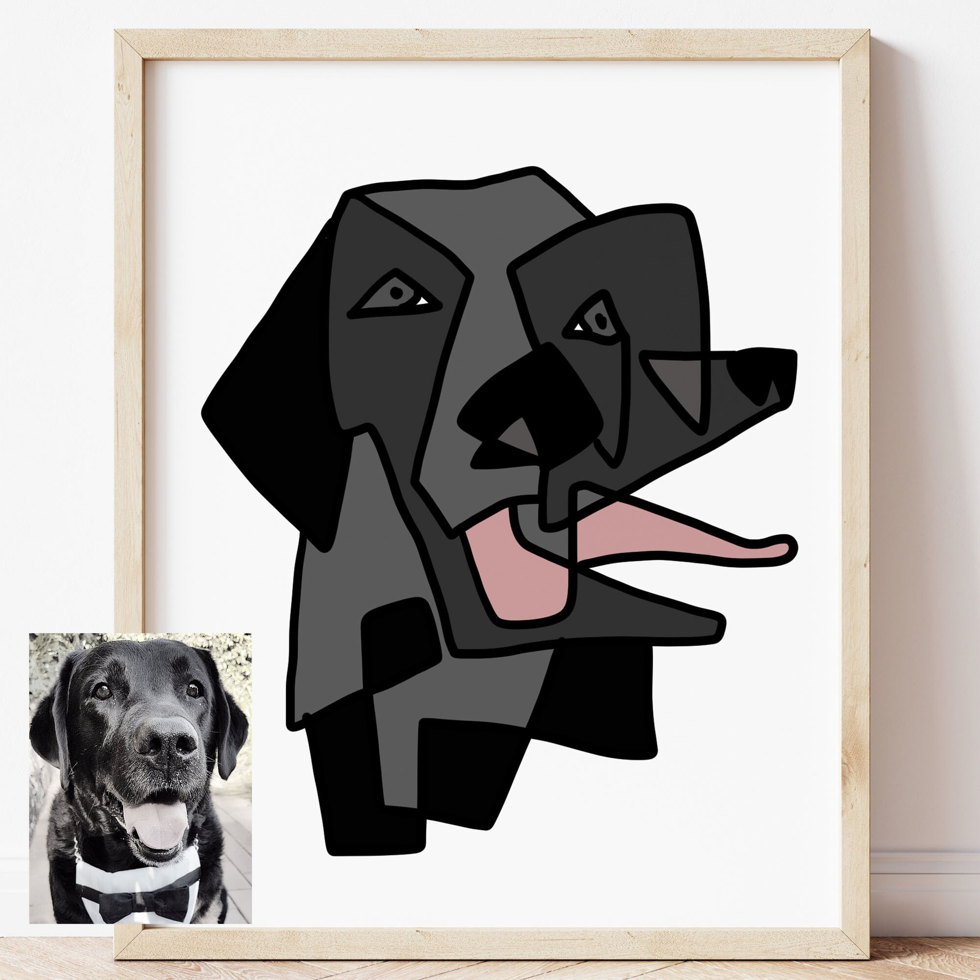 Custom Pet Portrait Picasso Style, Digital Painted From Photo, Pet ...