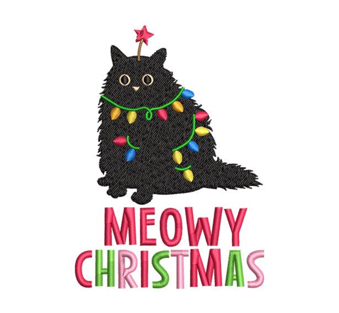 Meowy Christmas Embroidery Machine, Cat Christmas Embroidery Design ...