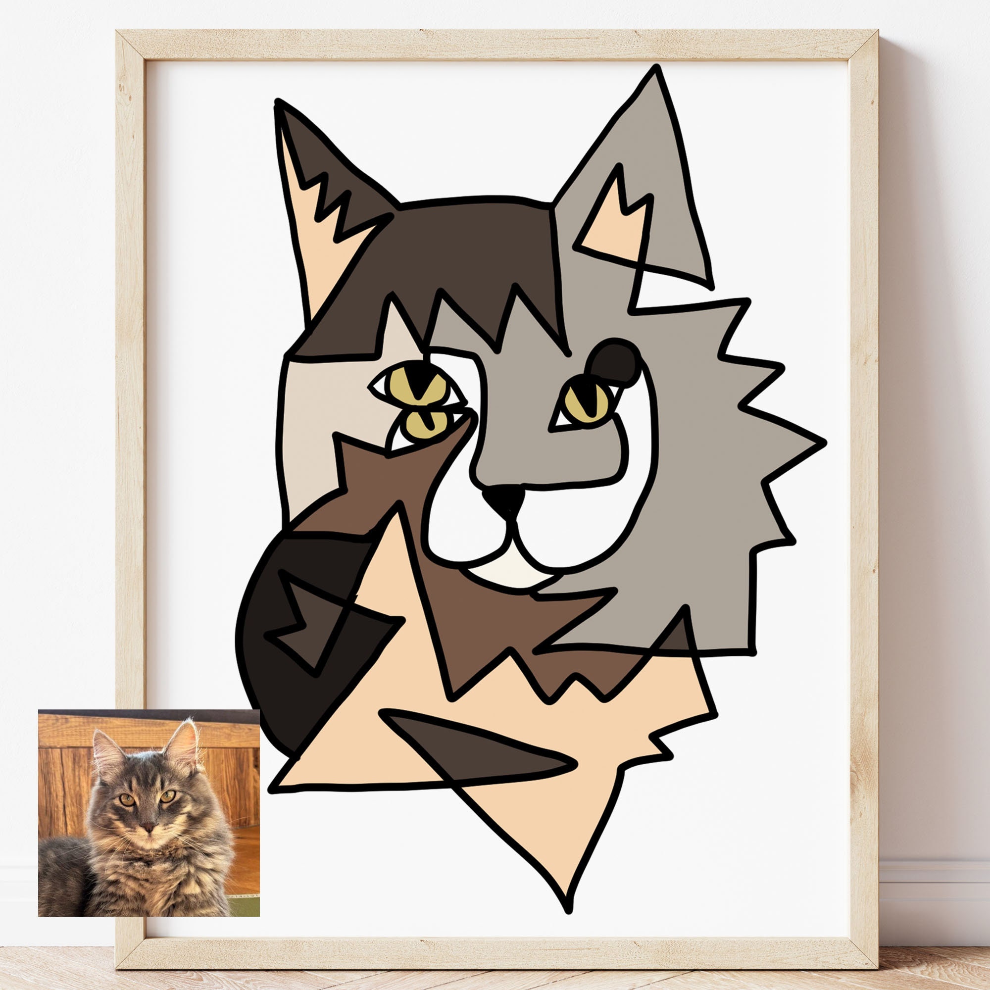 Custom Pet Portrait Picasso Style, Digital Painted From Photo, Pet ...