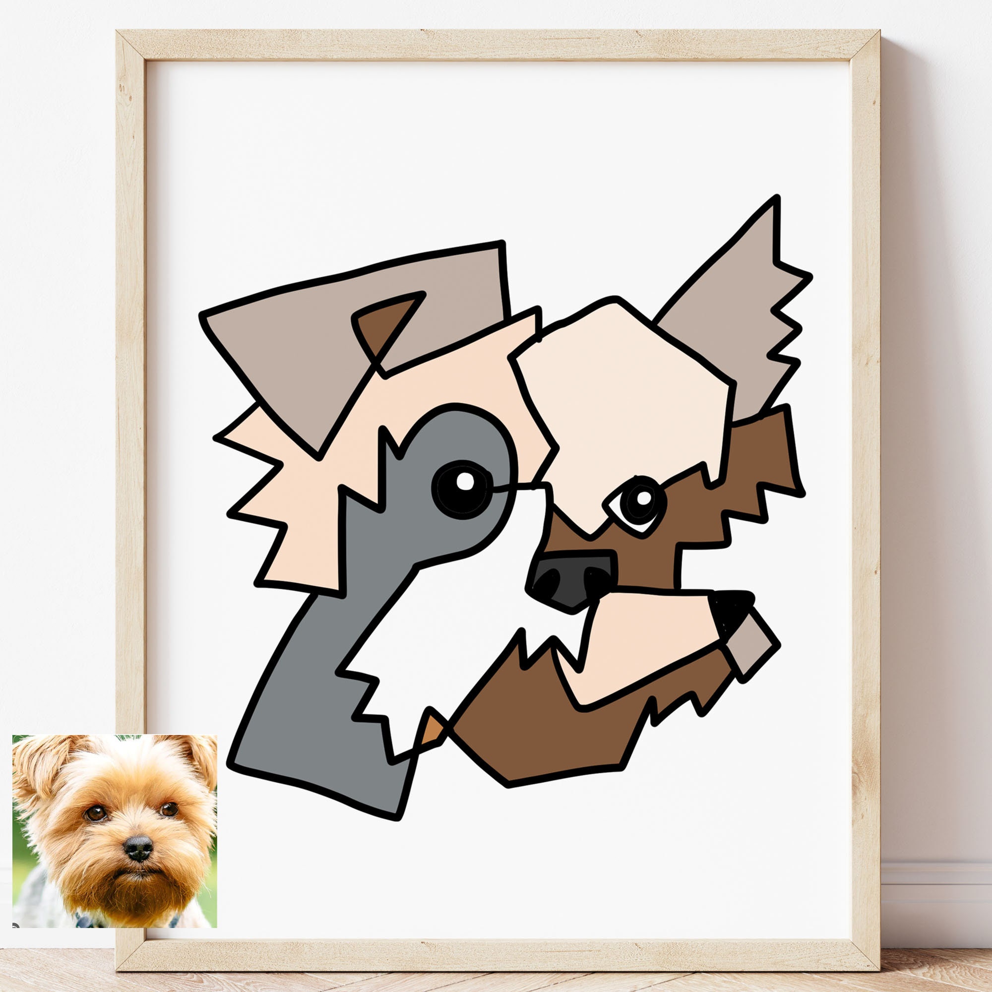 Custom Pet Portrait Picasso Style, Digital Painted From Photo, Pet ...