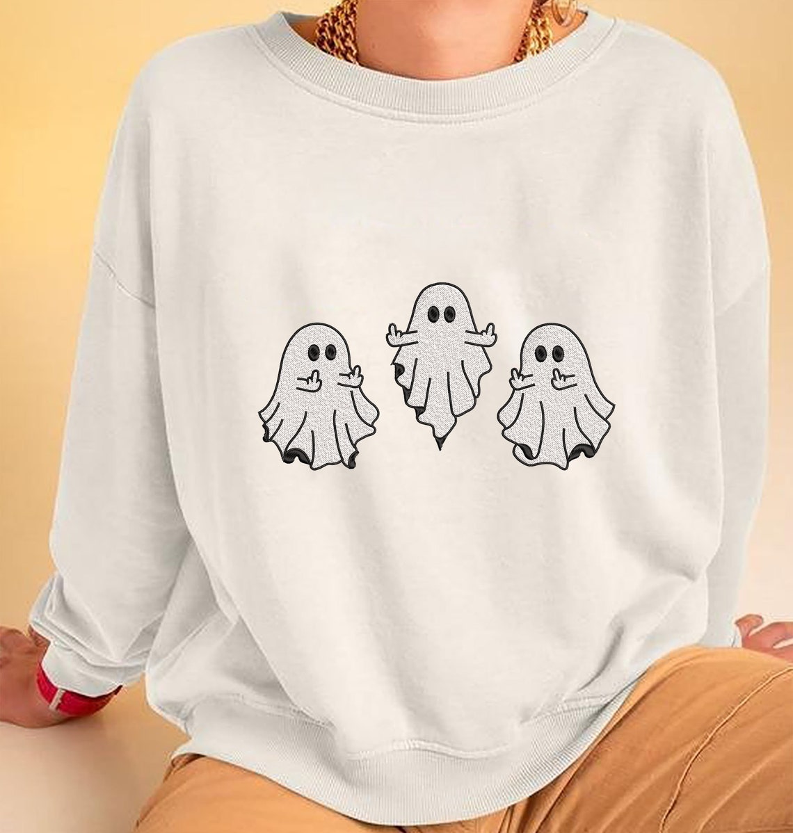 Funny Ghost Middle Finger Embroidery Design (digital Download) - Etsy