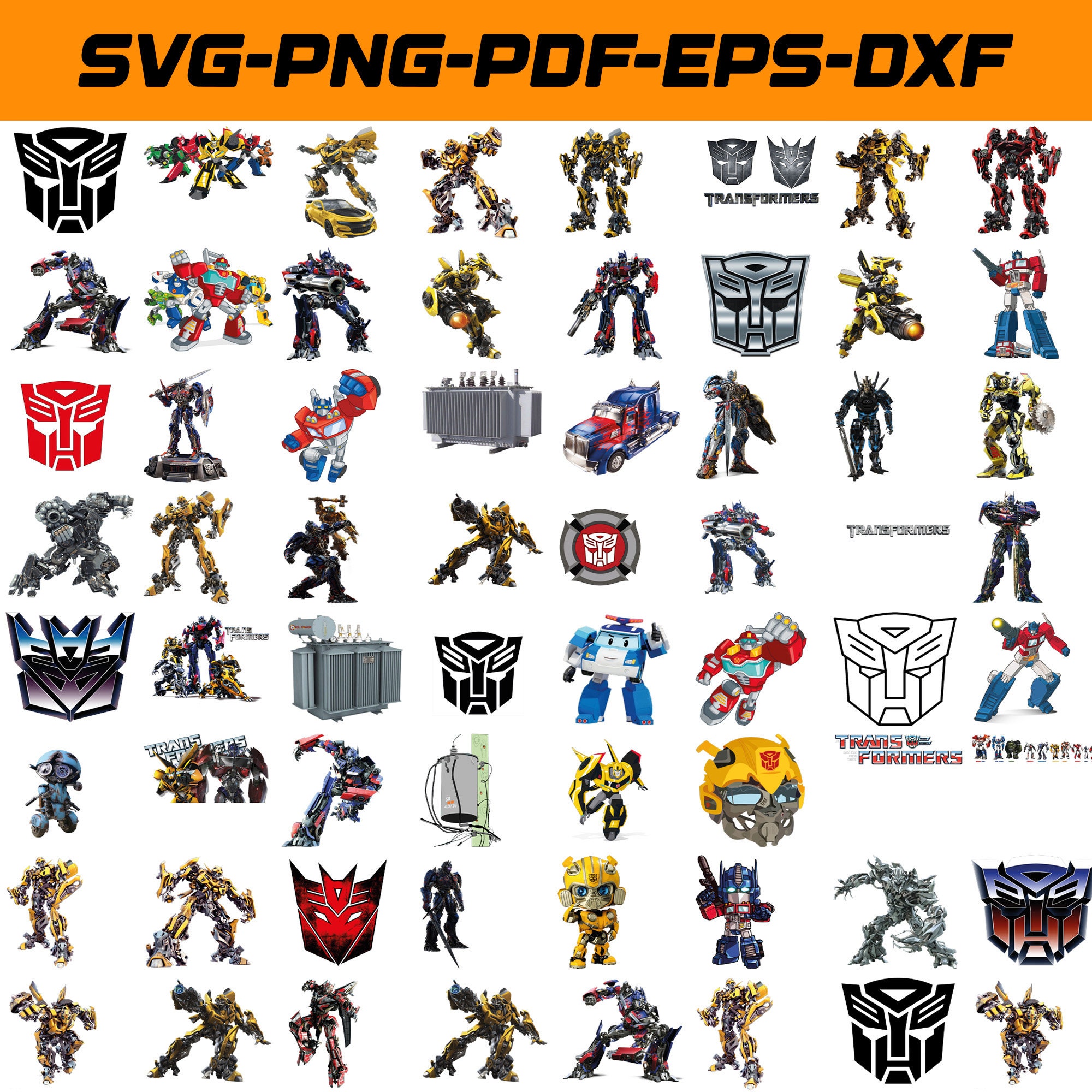 Transformers Cartoon Svg-png-pdf-eps-dxf Bundle L Birthday L Party L ...