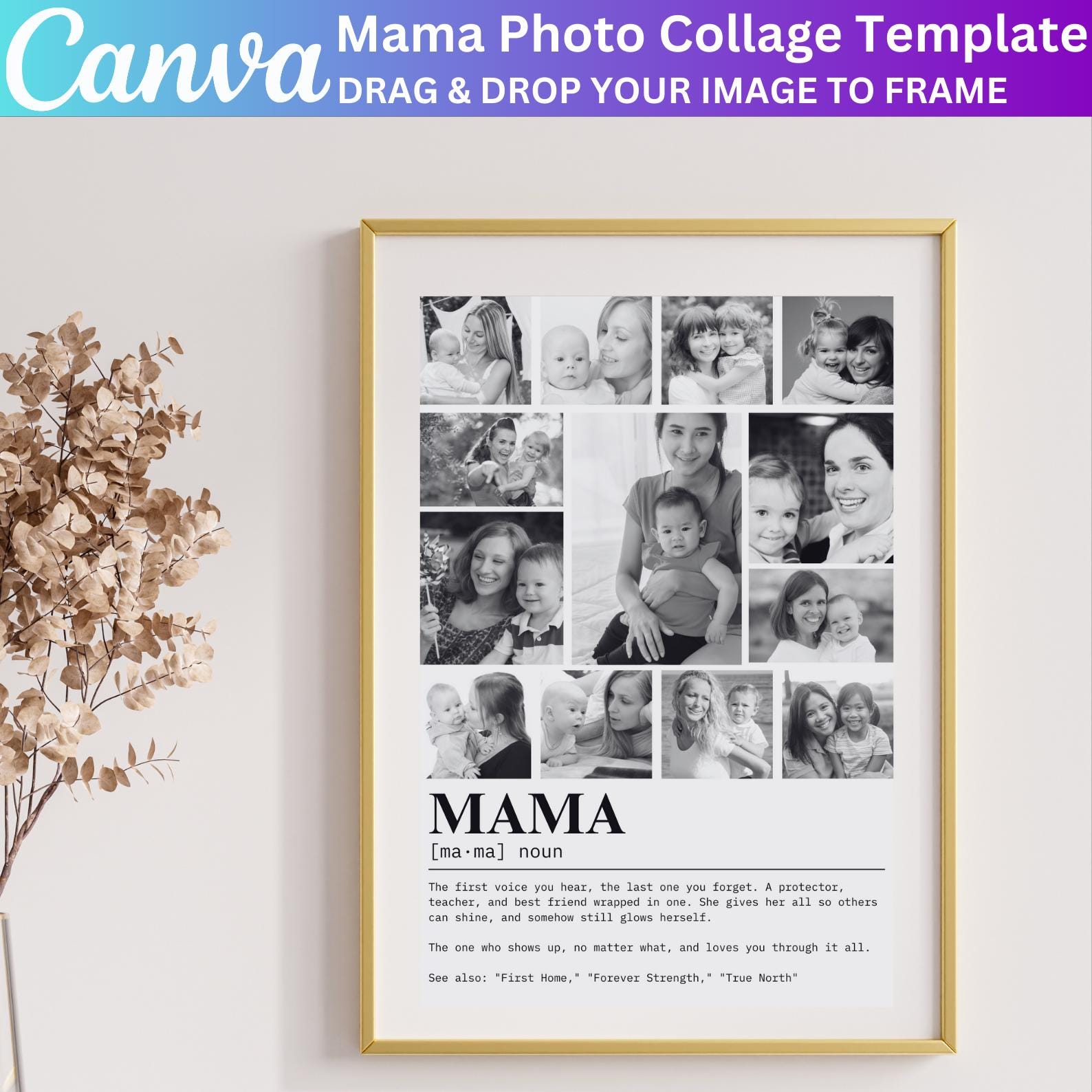 Mama Definition Photo Collage Canva Editable Template, Mom Photo ...